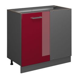 Eckschrank R-Line, Bordeaux Hochglanz, 86 cm ohne Arbeitsplatte VICCO