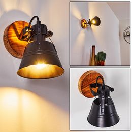 hofstein Berkeley Wandleuchte Holz dunkel, Schwarz, 1-flammig