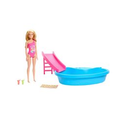 Barbie Doll And Pool Playset Blonde With Pool Slide Towel And Drink Accessories