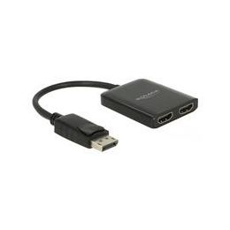Delock DisplayPort Splitter 1.4 > 2x HDMI MST schwarz, 20cm Kabel