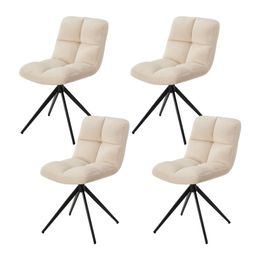 Juskys Drehstuhl Dallas 4er Set - Esszimmerstühle drehbar - Stuhl 120 kg belastbar - Samt Beige