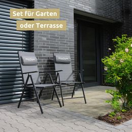 deluxe4home® Gartenstuhl Klappstuhl mit 7-stufig verstellbarer Rückenlehne