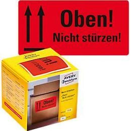 Avery Zweckform AVERY® Zweckform Warnetiketten Oben, B 100 x H 50 mm, rot, 1 Rolle mit 200 Stück