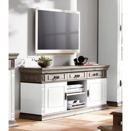 TV-Board Home Affaire "Vinales" Sideboards Gr. B/H/T: 158 cm x 65 cm x 39 cm, weiß (weiß, wengefarben) TV-Lowboards Breite 158 cm, mit 3 Schubladen