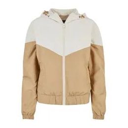 Anorak Urban Classics "Urban Classics Damen Ladies Arrow Windbreaker" Gr. 5XL, weiß (sandweiß, unionbeige) Damen Jacken