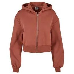 Sweatjacke Urban Classics "Urban Classics Damen Ladies Short Oversized Zip Jacket" Gr. XS, orange (terracotta) Damen Sweatjacken