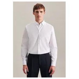 Businesshemd Seidensticker "Shaped", Herren, Gr. XXL (46), normale Ärmellängen, weiß, 100% Baumwolle, unifarben, tailored fit, Langarm 2-Knopf-Manschette, Hemden, Shaped Langarm Button-Down-Kragen Uni