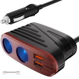 Jadebamboo Qc3.0 Autoladegerät, 120 W, Auto-Steckdose, Zigarettenanzünder-Splitter, 12 V Dc-Netzteil, Steckdosenverlängerung Mit Dual-Usb Für Navi, Dashcam, Ipho