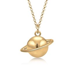 Kette mit Anhänger Elli "Astro Planet Saturn Universum 925 Sterling Silber" Halsketten Gr. 45, ohne Stein, Silber 925 (Sterlingsilber), Länge: 45 cm, goldfarben (gold) Damen