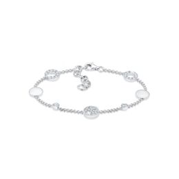 Armband Elli "Kreis Plättchen Kristalle 925 Silber" Armbänder Gr. 16 cm, mit Steinen, Silber 925 (Sterlingsilber), silberfarben (silber, weiß) Damen