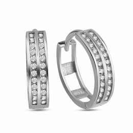 Paar Creolen dKeniz "925/- Sterling Silber Pave" Ohrringe Gr. ONE-SIZE, Silber 925 (Sterlingsilber), silberfarben (silber, weiß) Damen