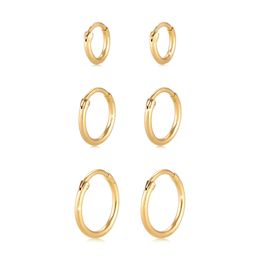 Ohrring-Set Elli "Creolen Set Trio Basic Must-Have Trend 925 Silber" Ohrringe Gr. OneSize, ohne Stein, Silber 925 (Sterlingsilber), goldfarben (gold) Damen