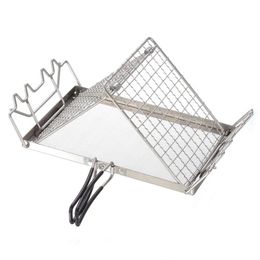 Yushena Zusammenklappbarer Campingkocher-Toaster, Edelstahl-Brot-Toaster-Rack Für Outdoor-Camping, Rucksackreisen, Picknick, Grill-Werkzeuge