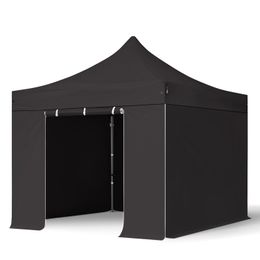 TOOLPORT 3x3m Stahl Faltpavillon, inkl. 4 Seitenteile, schwarz - (600003)