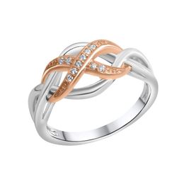 ZEEme Fingerring »Silber 925 zweifarbig mit Unendlichkeits-Motiv« weiß 060 (19,1) Edler Damen-Ring aus echtem 925 Silber rhodiniert