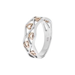 ZEEme Fingerring »Silber 925 zweifarbig mit Herz-Motiven« rot 017 (53,5) Edler Damen-Ring aus echtem 925 Silber