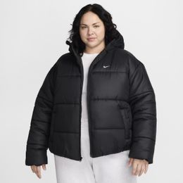 Nike Sportswear Classic Puffer lockere Therma-FIT-Kapuzenjacke (Damen, große Größen) - Schwarz