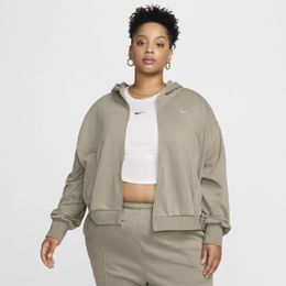 Nike Sportswear Chill Terry Hoodie aus French Terry mit durchgehendem Reißverschluss und weiter Passform für Damen (große Größen) - Grün