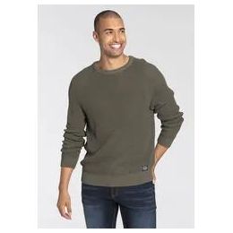 Rundhalspullover Bruno Banani Gr. S (44/46), grün (khaki) Herren Pullover mit besonderer Struktur