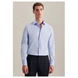 Businesshemd Seidensticker "Slim", Herren, Gr. S (37), normale Ärmellängen, blau (hellblau), 100% Baumwolle, unifarben, slim fit, Langarm 2-Knopf-Manschette, Hemden, Slim Langarm Kentkragen Uni