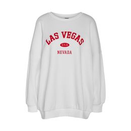 Noisy may Sweatshirt 'NMPASADENA L/S OVERSIZE SWEAT JRS' Bright White LAS VEGAS, Motivprint, Weiß - Gr. M