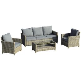 Outsunny Gartenmöbel Set mit Couchtisch bunt 193L x 77B x 80,5H cm