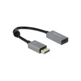 Delock Aktiver Adapter Displayport 1.4 > HDMI Buchse 4K 60Hz grau/schwarz, 20cm