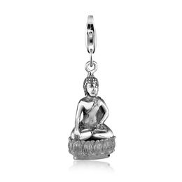 Charm-Einhänger NENALINA "Buddha Karma Talisman Trend Symbol 925 Silber" Charms Gr. ohne Stein, silberfarben (silber) Damen