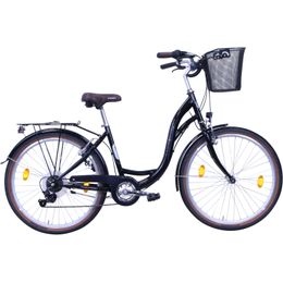 Cityrad FASHION LINE "6-Gang Citybike" Fahrräder Gr. 43 cm, 26 Zoll (66,04 cm), schwarz (schwarz, schwarz)