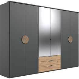 Drehtürenschrank wimex "Toscana" Schränke Gr. B/H/T: 270 cm x 210 cm x 58 cm, 6 St., braun (graphit, artisan eiche nachbildung) Mit attraktiven Griffscheiben in Vollholzoptik, 225 oder 270cm breit