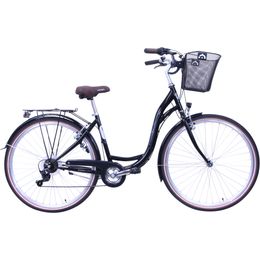 Cityrad FASHION LINE "6-Gang Citybike" Fahrräder Gr. 46cm, 28 Zoll (71,12cm), schwarz (schwarz + schwarz)