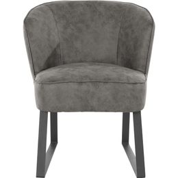 Sessel exxpo - SOFA FASHION "Americano, Loungesessel", grau (anthrazit), B:66cm H:80cm T:69cm, Sessel, Esszimmersessel, mit Keder und Metallfüßen, Bezug in verschiedenen Qualitäten, 1 Stck.