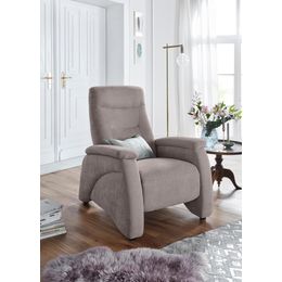 Relaxsessel exxpo - SOFA FASHION "Ascoli, Relaxsessel, Loungesessel, Hochlehnsessel", grau (taupe), B:88cm H:106cm T:99cm, NaturLEDER (echtes Rindsleder) in Sitz und R&uuml;cken. Korpus in passendem Kunstleder SOFTLUX bezogen;Webvelours (82% Polyester, 8% Nylon);Velours in Lederoptik (100% Polyester), Sessel, Relaxsessel, mit Relaxfunktion