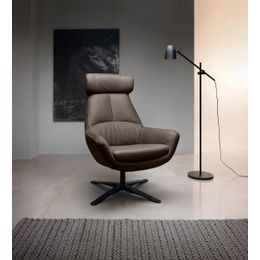 Drehsessel BETYPE "Be Organic High Back, Loungesessel, Hochlehnsessel", grau (steel), B:81cm H:92cm T:83cm, 100% Echtleder, Sessel, Drehsessel, in elegantem Design mit Drehfunktion