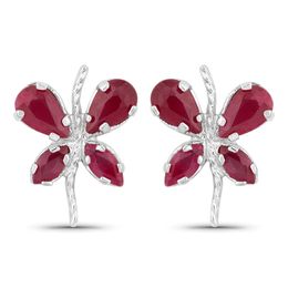 Paar Ohrstecker VIRA JEWELS "925-Sterling Silber rhodiniert Glänzend Rubin rot" Ohrringe Gr. ONE-SIZE, 1,36 ct, Silber 925 (Sterlingsilber), weiß (weiß, rot) Damen