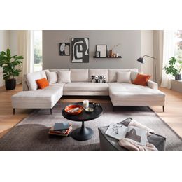 Wohnlandschaft TRENDS BY HG "Summer U-Form", beige (cream), B:360cm H:86cm T:196cm, Sofas, Wohnlandschaft, in Cord-Stoff mit Metallfu&szlig;, Topseller