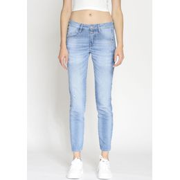 Slim-fit-Jeans Gang "94SANA" Gr. 27, N-Gr, blau (cross midblue) Damen Jeans mit Galonstreifen