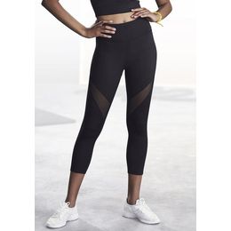 active by Lascana LASCANA ACTIVE Caprileggings '-Sport Capri' schwarz Gr. S (36/38) für Damen. Mit Mesheinsatz, Logodruck. Figurbetont