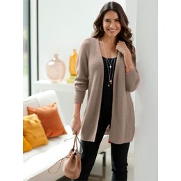 WITT Damen Strickjacke mit gerippten Abschl&uuml;ssen, sesam, Gr&ouml;&szlig;e 50