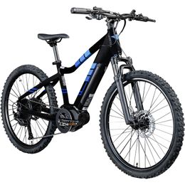 Zündapp Zündapp Z240 E Bike Mountainbike 24 Zoll EMTB 130-145 cm Jugendliche ab ca. 8 Jahre Pedelec Fahrrad 9 Gang Mittelmotor schwarz blau