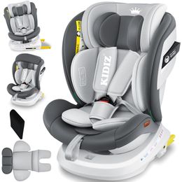 Kidiz® Kindersitz Baby Autositz Kinderautositz Isofix Top Tether 360° drehbar Gruppe 0/1/2/3 ab Geburt 0-36kg Mit Sonnenschutzdach Seitenschutz 5 Punkt Gurt Kopfstützenverstellung ECE R 129/03