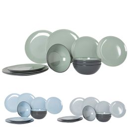 Gimex Melamin Geschirr Set Vivid Line 12tlg Camping Essgeschirr Picknick Teller Farbe: Grau