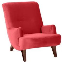 Sessel Max Winzer "Borano, Retro und modern, geschwungene Formensprache, Loungesessel" Gr. Samtvelours, B/H/T: 70cm x 75cm x 96cm, rot bequem und elegant in tollen Farben, Relaxsessel, Solitärsessel