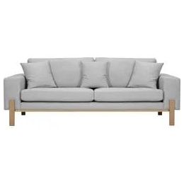 2-Sitzer OTTO products "Hanne, mit abnehmbaren Bezügen" Sofas Gr. B/H/T: 197 cm x 86 cm x 88 cm, Samtoptik recycelt, grau (hellgrau) verschiedene Bezugsqualitäten: Baumwolle, recyceltes Polyester