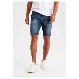 Jeansshorts Buffalo "5-Pocket Shorts" Gr. 34, N-Gr, blau (dunkelblau), Herren, Jeans, Obermaterial: 98% Baumwolle, 2% Elasthan, Jeans, mit normaler Bundhöhe, kurze Hose aus elastischer Denim-Qualität