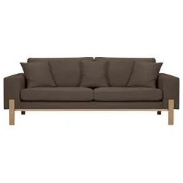 2-Sitzer OTTO products "Hanne, mit abnehmbaren Bezügen" Sofas Gr. B/H/T: 197 cm x 86 cm x 88 cm, Samtoptik recycelt, braun verschiedene Bezugsqualitäten: Baumwolle, recyceltes Polyester