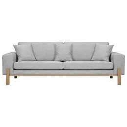 3-Sitzer OTTO products "Hanne, mit abnehmbaren Bezügen" Sofas Gr. B/H/T: 237 cm x 86 cm x 88 cm, Samtoptik recycelt, grau (hellgrau) verschiedene Bezugsqualitäten: Baumwolle, recyceltes Polyester