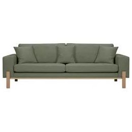 3-Sitzer OTTO products "Hanne, mit abnehmbaren Bezügen" Sofas Gr. B/H/T: 237cm x 86cm x 88cm, Samtoptik recycelt, grün verschiedene Bezugsqualitäten: Baumwolle, recyceltes Polyester