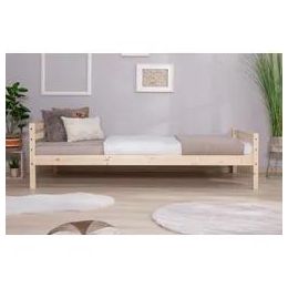 Jugendbett Ticaa, beige (kiefer massiv natur), B:96cm L:209cm, Betten, Futonbett in diversen Breiten, Kiefer, mit Rollrost