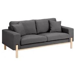 2-Sitzer OTTO products "Hanne, mit abnehmbaren Bezügen" Sofas Gr. B/H/T: 197 cm x 86 cm x 88 cm, Baumwoll-/Leinenmix, grau (anthrazit) verschiedene Bezugsqualitäten: Baumwolle, recyceltes Polyester